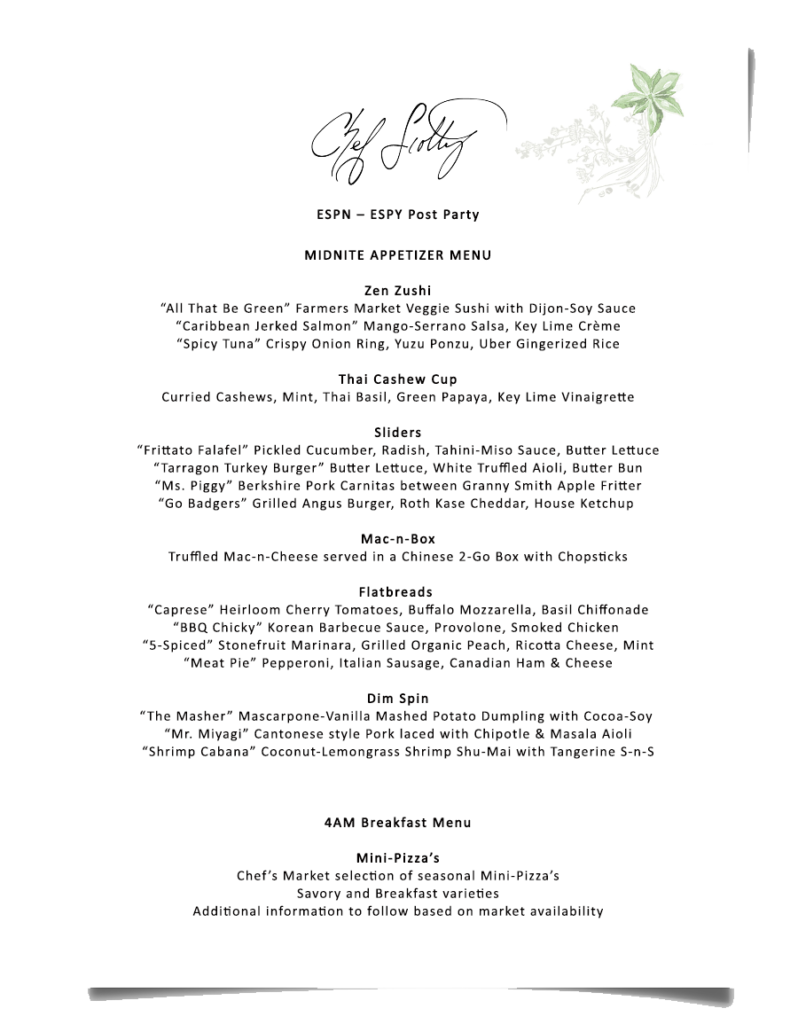 MENU SAMPLES – Chef Scotty