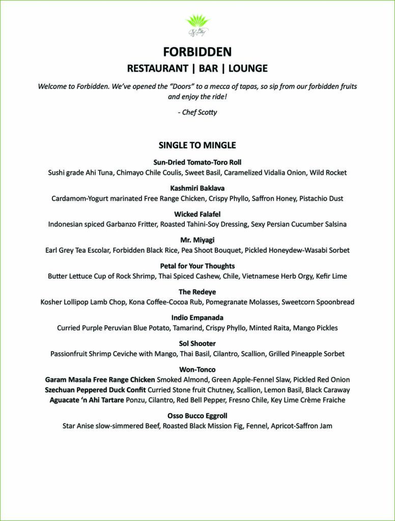 MENU SAMPLES - Chef Scotty